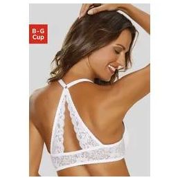 Schalen-BH Lascana "Premium Dessous", Damen, Gr. 80, Cup D, wei&szlig;, Spitze, Obermaterial: 85% Polyamid (TACTEL), 15% Elasthan (LYCRA), BHs Schalen-BH, mit wundersch&ouml;nem Spitzenr&uuml;cken und Vorderverschluss, Dessous, Topseller