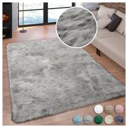 Hochflor-Teppich my home "Valeria, Fellteppich, kuschelig, flauschig" Gr. 4, grau, B:160cm H:60mm L:230cm, Kunstfaser, Teppiche, Kunstfell, weiche Teppiche, Wohnzimmer, Schlafzimmer, Esszimmer