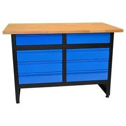 Güde Werkbank GÜDE "GW 8S", blau (blau, schwarz), B:60cm H:84cm L:120cm, Massivholz, Stahl, Werkbänke, Höhe/Länge: 84x120 cm