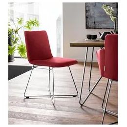 Polsterstuhl W.Schillig "jakob", rot (ruby rot z59, anthrazit pulverbeschichtet), B:49cm H:86cm T:62cm, Chenillegewebe V34 (52% Polyester, 38% Baumwolle, 10% Polyacryl);Longlife Xtra-Leder Z59: Glattleder mit modischer Prägung. Hautstärke 0, 9 - 1, 1 mm;ROHLEDER Chenille-Flachgewebe Q2 W77 (68% Polyacryl, 32% Polyester);ROHLEDER Jacquard-Flachgewebe Q2 W60 (63% Polyester, 37% Polyacryl);Velourgewe