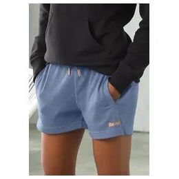 Relaxshorts BENCH. LOUNGEWEAR, Damen, Gr. 40/42, N-Gr, blau (jeans, meliert), Sweatware, Obermaterial: 60% Baumwolle, 40% Polyester, meliert, unifarben, Basic, Basic kurz, Hosen, Sweathose mit kurzen Seitenschlitzen und seitliche Taschen, Loungewear