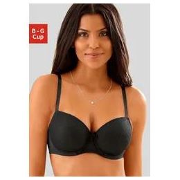 Schalen-BH Lascana, Damen, Gr. 90, Cup G, schwarz, Microtouch, Obermaterial: 86% Polyamid, 14% Elasthan, BHs Spitzenw&auml;sche B&uuml;gel-BH Spitzen-BH Dirndl-BH Schalen-BH, mit B&uuml;gel und graphischer Spitze, Dessous