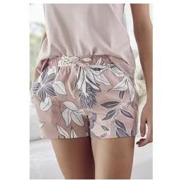 Schlafshorts Lascana, Damen, Gr. 32/34, N-Gr, rosa (allover, altrosa, gebl&uuml;mt), Single Jersey, Obermaterial: 50% Baumwolle, 50% Viskose, gebl&uuml;mt, bequem kurz, Hosen, mit floralem Druck
