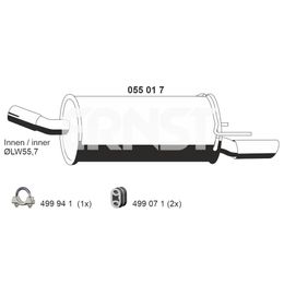 Ernst Endschalld&auml;mpfer 055017 f&uuml;r GENERAL MOTORS OPEL 5852417 5852468 13193609