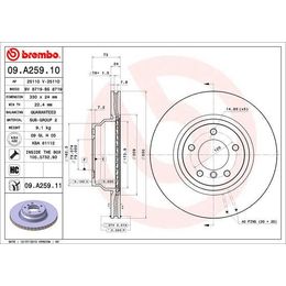 Brembo Bremsensatz VA + HA Coated Disc Line Bremsensatz, Scheibenbremse vorne hinten rechts links innenbel&uuml;ftet 300mm f&uuml;r BMW 34216855657 34216767150