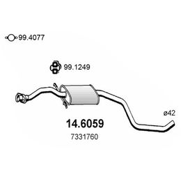 Asso Mittelschalldämpfer für FORD 1108788 1496879 7331760 14.6059