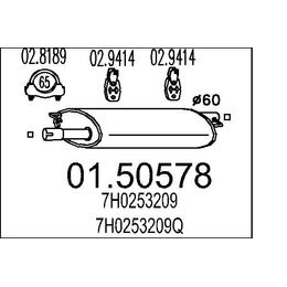 MTS MARKENTECHNIKSERVICEGMBH & CO. KG MTS Mittelschalldämpfer für VW 7H0253209 7H0253209Q 01.50578