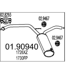 MTS MARKENTECHNIKSERVICEGMBH & CO. KG MTS Endschalldämpfer für CITROËN TOYOTA 1726XZ 1730FP 1730FQ 01.90940