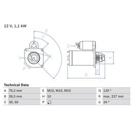 Bosch Starter 12V f&uuml;r PININFARINA MAZDA FORD VOLVO 1473072 1539686 1732742 0 986 017 060