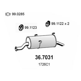 Asso Endschalld&auml;mpfer f&uuml;r PEUGEOT TALBOT 1726C1 1726T1 36.7031