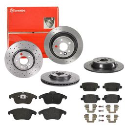 Brembo Bremsensatz-Vorn und hinten Bremsensatz, Scheibenbremse vorne rechts links Gelocht 302mm f&uuml;r VOLVO ASIA LAND ROVER GAC (CHANGAN) FORD JAGUAR MG
