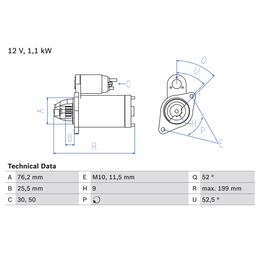 Bosch Starter 12V f&uuml;r BMW 12417610350 12417594292 12412354701 0 986 021 500