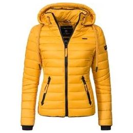 Steppjacke Navahoo "Lulana", Damen, Gr. XS (34), gelb, Oberstoff: 100% Nylon, Futter: 100% Polyester, Wattierung: 100% Polyester, Ärmelfutter: 100% Polyester, kontrastfarbene Details, figurbetont hüftlang, Ärmel ohne Ärmelschlitz Rippstrickbündchen kontrastfarben, Jacken, leichte Übergangsjacke mit Kapuze