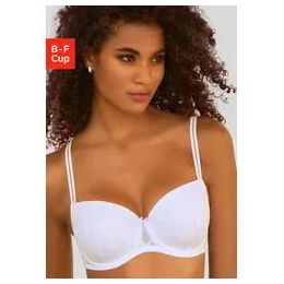 Balconette-BH Lascana, Damen, Gr. 90, Cup F, wei&szlig;, Microtouch, Obermaterial: 82% Polyamid, 18% Elasthan, figurbetont, BHs BH Spitzen-BH B&uuml;gel-BH Schalen-BH T-Shirt-BH Balconette-BH, aus feiner, blumiger Spitze, Dessous