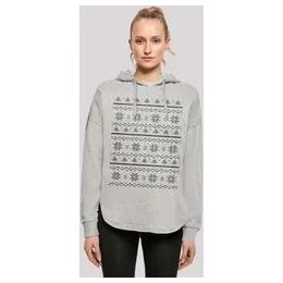 Kapuzenpullover F4NT4STIC "Scandinavian Muster Weihnachten", Damen, Gr. XL, grau, Obermaterial: 100% Baumwolle, oversize, Pullover Sweatshirt Hoodie, Print