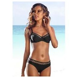 B&uuml;gel-Bikini-Top Lascana "Adele", Damen, Gr. 42, Cup F, schwarz (schwarz, leo), Recycling-Polyamid, unifarben, Bikini-Oberteile, mit trendigen Details, Topseller