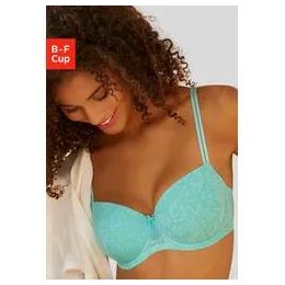 Balconette-BH Lascana, Damen, Gr. 95, Cup E, gr&uuml;n (mint), Microtouch, Obermaterial: 82% Polyamid, 18% Elasthan, figurbetont, BHs BH Spitzen-BH B&uuml;gel-BH Schalen-BH T-Shirt-BH Balconette-BH, aus feiner, blumiger Spitze, Dessous