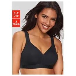 Soft-BH Petite Fleur, Damen, Gr. 110, Cup F, schwarz-wei&szlig; (wei&szlig;, schwarz), Jersey, Obermaterial: 90% Baumwolle, 10% Elasthan, BHs Soft-BH, ohne B&uuml;gel aus sanfter Baumwolle