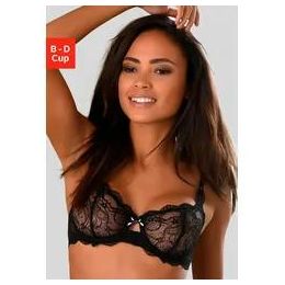 B&uuml;gel-BH Lascana, Damen, Gr. 75, Cup B, schwarz, Spitze, Obermaterial: 88% Polyamid, 12% Elasthan, BHs BH Spitzenw&auml;sche Spitzen-BH B&uuml;gel-BH Hochzeitsw&auml;sche Hochzeitsdessous, aus Spitze, Dessous