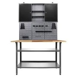 Werkstatt-Set ONDIS24 "Basic", schwarz (anthrazit, schwarz, grau), B:120cm H:205cm T:60cm, Metall, Werkbänke, 120 cm