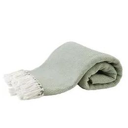 Tagesdecke Primera "Fransen", grün (olive, weiß), B:220cm L:250cm, Baumwolle, Tagesdecken, mit stylischem Fransenrand und Fischgrat-Muster