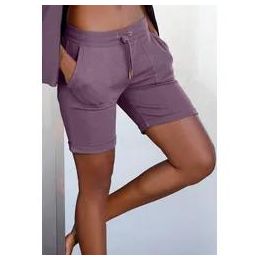 Bermudas BENCH. LOUNGEWEAR, Damen, Gr. 44/46, N-Gr, lila (mauve, meliert), Sweatware, Obermaterial: 60% Baumwolle, 40% Polyester, meliert, unifarben, Basic, Basic ca. Mitte Oberschenkel, Hosen Bermudas, mit aufgeschlagenen Beins&auml;umen und seitlichen Taschen, Loungewear