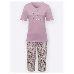 Schlafanzug, Damen, Gr. 36/38, lila (mauve, bedruckt), 100% Baumwolle, Homewear-Sets Schlafanzug