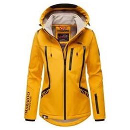 Softshelljacke Marikoo "Mount-Cho-Oyu", Damen, Gr. XS, gelb (amber gelb), Obermaterial: 95% Polyester, 5% Elasthan, Futter: 100% Polyester, Ärmelfutter: 100% Polyester, Jacken, mit abnehmbarer Kapuze