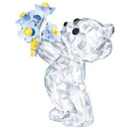 Dekofigur Swarovski "Kris Bär – Vergissmeinnicht", weiß (gelb, schwarz, blau, kristallweiß), Dekofiguren, B/H/T: 2,6cm x 4,5cm x 3,7cm, Swarovski-Kristall, Swarovski Kristall, B:2,6cm H:4,5cm T:3,7cm
