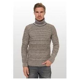 Rollkragenpullover Rusty Neal, Herren, Gr. XXL, beige, 70% Polyacryl, 30% Baumwolle, meliert, normal, hoch geschlossener Ausschnitt, Pullover Rollkragenpullover, im angesagten Strickdesign