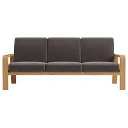 Sit & More 3-Sitzer SIT & MORE "Kolding", grau (anthrazit), B:200cm H:91cm T:93cm, 100% Polyester, Sofas, Armlehnen aus eichefarbigem Buchenholz, verschiedene Bezüge und Farben