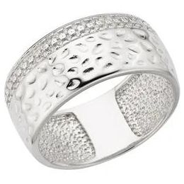 Fingerring ZEEme "Silber 925 rhodiniert mit weißen Zirkonia-Steinen" Gr. 17, weiß, Fingerringe, Damen, 017 (53,5), Silber 925 (Sterlingsilber)