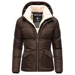 Winterjacke Navahoo "Megan", Damen, Gr. XS (34), braun (dunkelbraun), Oberstoff: 100% Polyester, Futter: 100% Polyester, Wattierung: 100% Polyester, Ärmelfutter: 100% Polyester, Kunstpelz: 90% Polyacryl, 10% Polyester, tailliert hüftbedeckend, Ärmel ohne Ärmelschlitz Rippstrickbündchen, Jacken, stylische Damen Steppjacke mit Teddyfutter