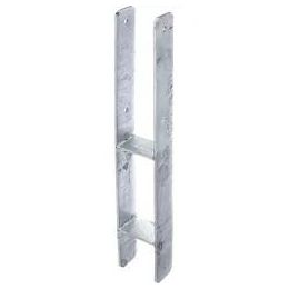 GAH Alberts H-Pfostenanker ALBERTS, grau (feuerverzinkt), B:8,1cm T:6cm, Stahl, Bodenanker, feuerverzinkt, lichte Breite 81 mm, Gesamthöhe 600 mm