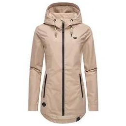 Outdoorjacke Ragwear "Zuzka", Damen, Gr. 4XL (48), braun (latte macchiato), Au&szlig;enmaterial: 100% Polyester. Innenfutter: 100% Polyester, tailliert Po-bedeckend, hoch geschlossener Ausschnitt, mit Kn&ouml;pfen,&Auml;rmel mit &Auml;rmelschlitz normaler Saum krempelbar,mit Druckknopf,mit Schlitz, Jacken Outdoorjacke, stylische &Uuml;bergangsjacke mit gro&szlig;er Kapuze