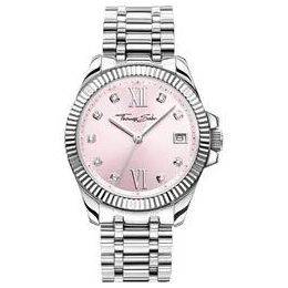 Quarzuhr Thomas Sabo "DIVINE", silber (silberfarben, rosa), Armbanduhren, Damen, Armbanduhr,Damenuhr,Mineralglas m. Saphirbeschichtung,Edelstahlarmband