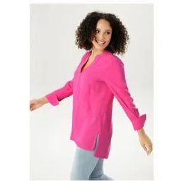 Longbluse Aniston SELECTED, Damen, Gr. 44, pink, Web, Obermaterial: 100% Viskose, unifarben, Basic, lässig geschnitten lang, V-Ausschnitt, lange Manschette, Blusen, mit extra-langen Manschetten, Topseller