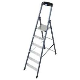 Stehleiter Krause "SePro S", grau (anthrazit), B:51cm H:13cm L:210cm, Aluminium, Leitern, Alu eloxiert, 1x6 Stufen, Arbeitshöhe ca. 325 cm