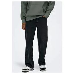 ONLY and SONS Slim-fit-Jeans ONLY & SONS "ONSLOOM SLIM LBD 8263 AZG DNM NOOS", Herren, Gr. 31, Länge 32, schwarz (washed schwarz), Denim/Jeans, Obermaterial: 100% Baumwolle, Abriebeffekte, schmal knöchellang, Jeans