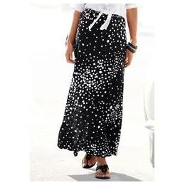 Maxirock Vivance, Damen, Gr. 36, schwarz-weiß (schwarz, weiß, bedruckt), Jersey, Obermaterial: 100% Viskose, gepunktet, figurumspielend lang, Röcke, mit Punkteprint und elastischem Bund, sommerlicher Jerseyrock