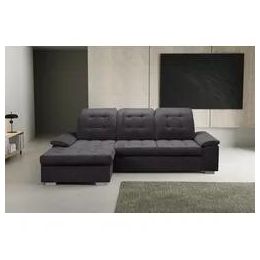 Ecksofa WERK2 "Carmen, mit Bettfunktion & Bettkasten, optional Sitztiefenverstellung", grau (anthrazit), B:264cm H:105cm T:170cm, 92% Polyester, 8% Nylon, Sofas, mit Sitztiefenverstellung, Luxus-Microfaser Chenille, Anthrazit, Topseller