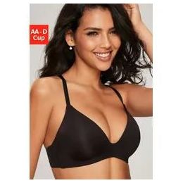 Push-up-BH Lascana, Damen, Gr. 80, Cup D, schwarz, Microtouch, Obermaterial: 60% Polyamid, 35% Polyester, 5% Elasthan, Basic, BHs Push-up-BH, ohne B&uuml;gel, mit eingearbeitetem Polster im Untercup, Basic-BH