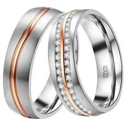 Trauring DOOSTI "Schmuck Geschenk Edelstahl Trauring Ehering Partnerring LIEBE" Gr. 60, rosa (edelstahlfarben, ros&eacute;goldfarben), Fingerringe, Damen, 60, ohne Zirkonia, Edelstahl, 6mm, Trauring, wahlweise mit oder ohne Zirkonia
