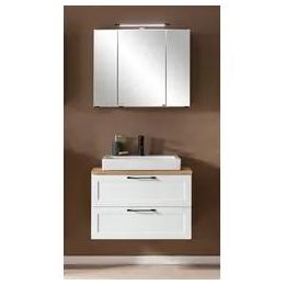 Badmöbel-Set Welltime "Lana", weiß (matt weiß), B:80cm H:200cm T:47cm, MDF, Kastenmöbel-Sets, Badezimmer-Set, 2-teilig, inkl. Waschbecken, 80 cm breit