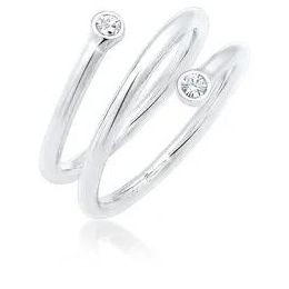 Fingerring Elli "Wickelring Geo Kristalle 925 Sterling Silber" Gr. 54, silber, Fingerringe, Damen, 54mm,mit Steinen, Silber 925 (Sterlingsilber), 1,5mm
