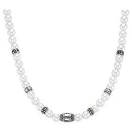 Collier "mit weißen Muschelkern-Perlen, Silber 925", weiß, Giorgio Martello MILANO, Halsketten, Herren, 50cm, Silber 925 (Sterlingsilber)