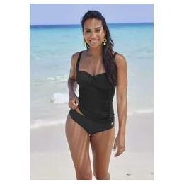 Tankini-Top Lascana "Comfy", Damen, Gr. 46, Cup C, schwarz, Recycling-Polyamid, unifarben, Bikini-Oberteile, Bequeme Passform ohne B&uuml;gel
