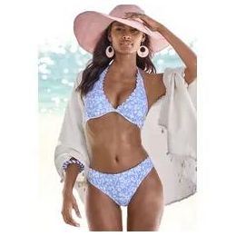 B&uuml;gel-Bikini-Top Vivance "Leni", Damen, Gr. 36, Cup B, blau (himmelblau, wei&szlig;), Microfaser, bedruckt, floral, Bikini-Oberteile, mit gelaserter Wellenkante
