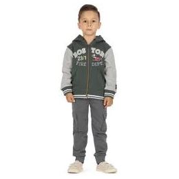 SALT & PEPPER Collegejacke SALT AND PEPPER "Boston Fire Dept.", Herren, Gr. 92, grün, 70% Baumwolle, 30% Polyester, bedruckt, ohne Ausschnitt, Jacken, mit Feuerwehr-Motiv