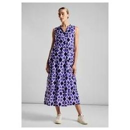 Maxikleid Street One, Damen, Gr. 34, EURO-Größen, blau (violet blau), Web, Oberstoff: 100% Baumwolle; Unterstoff: 100% Viskose, bedruckt, normal lang, Rundhals, abgesteppt, Kleider, im Tunika-Style